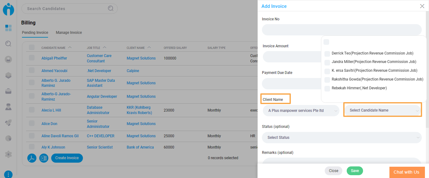 Pending Invoice Creation