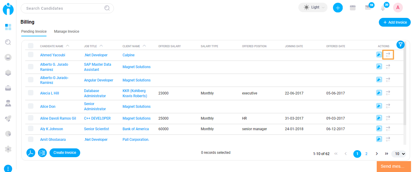 Pending Invoice Creation