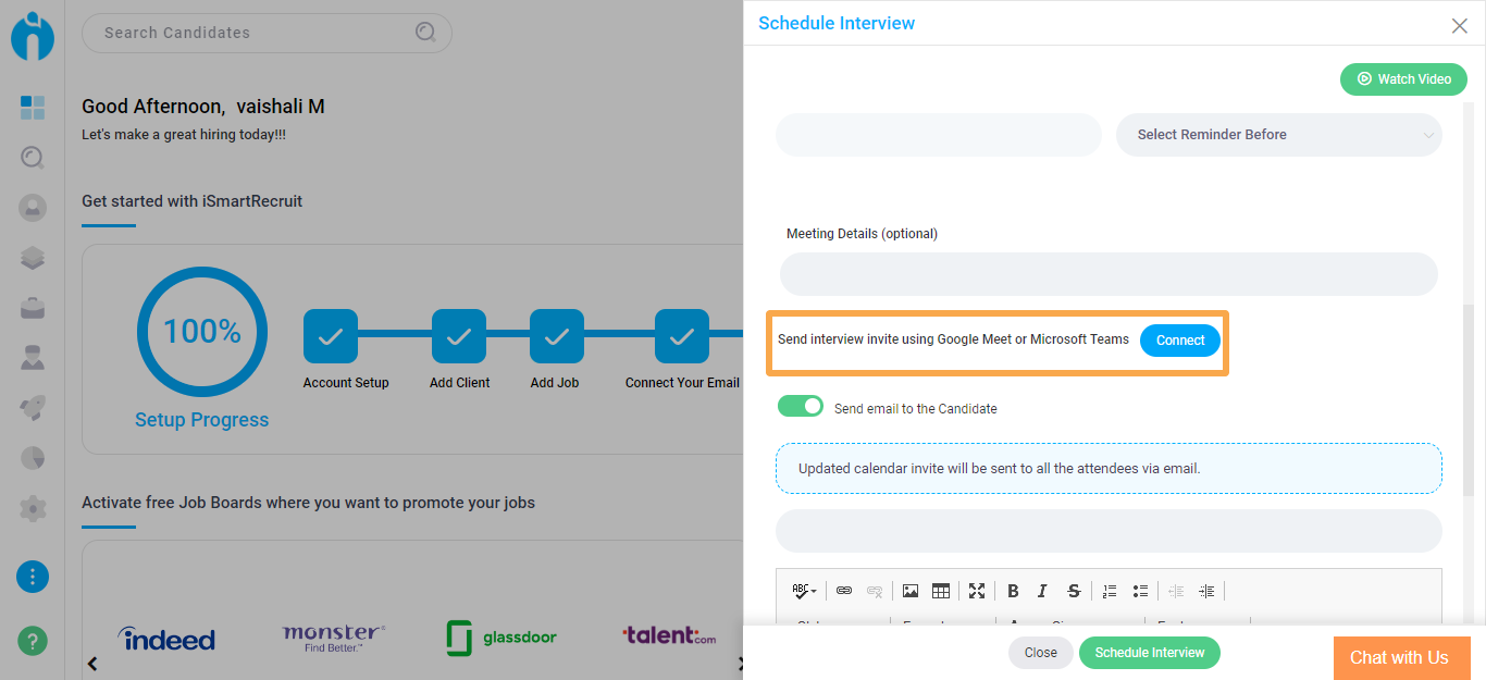 Schedule an Interview With Microsoft Teams