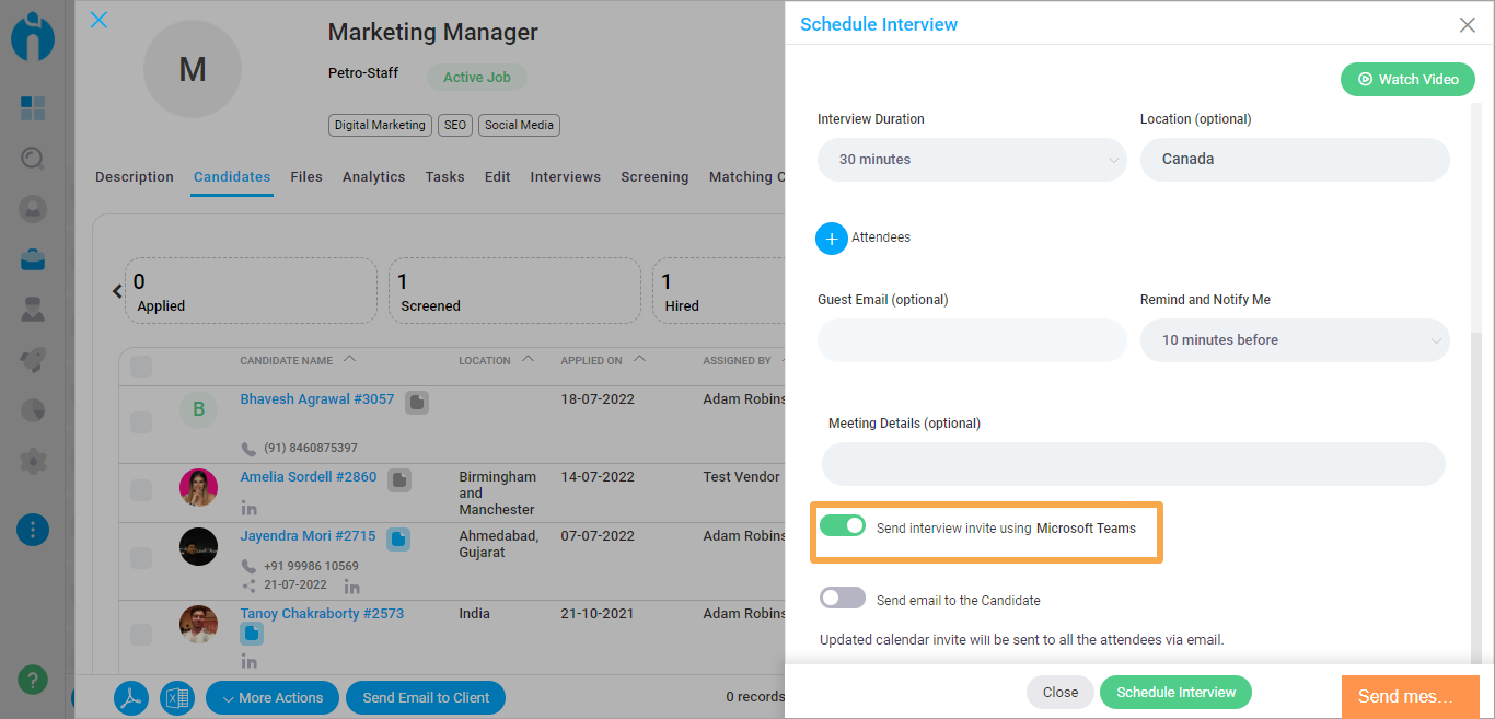 Schedule an Interview With Microsoft Teams